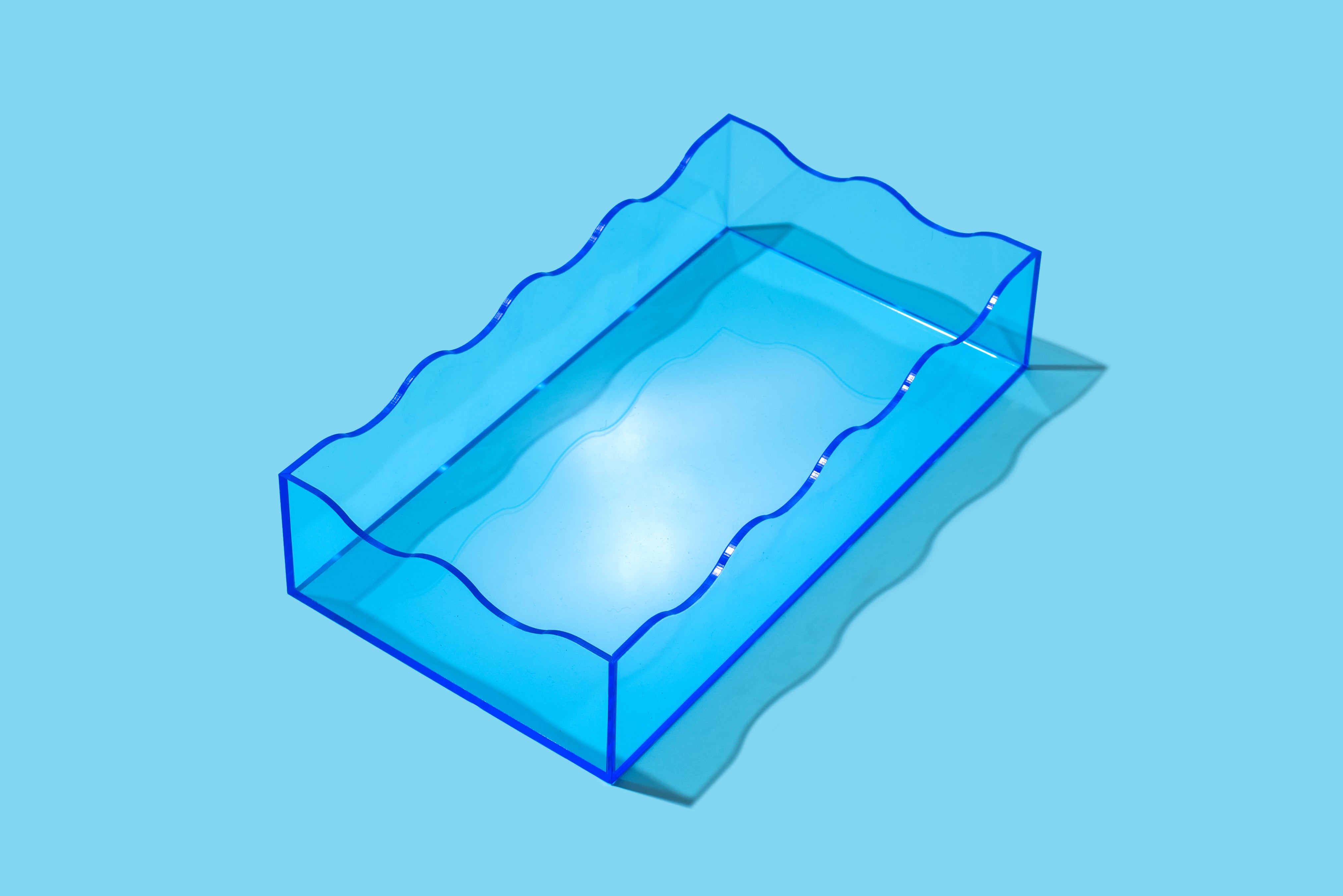 Blue Rectangle Wavy Tray - Min. 2 (TRAY-11)