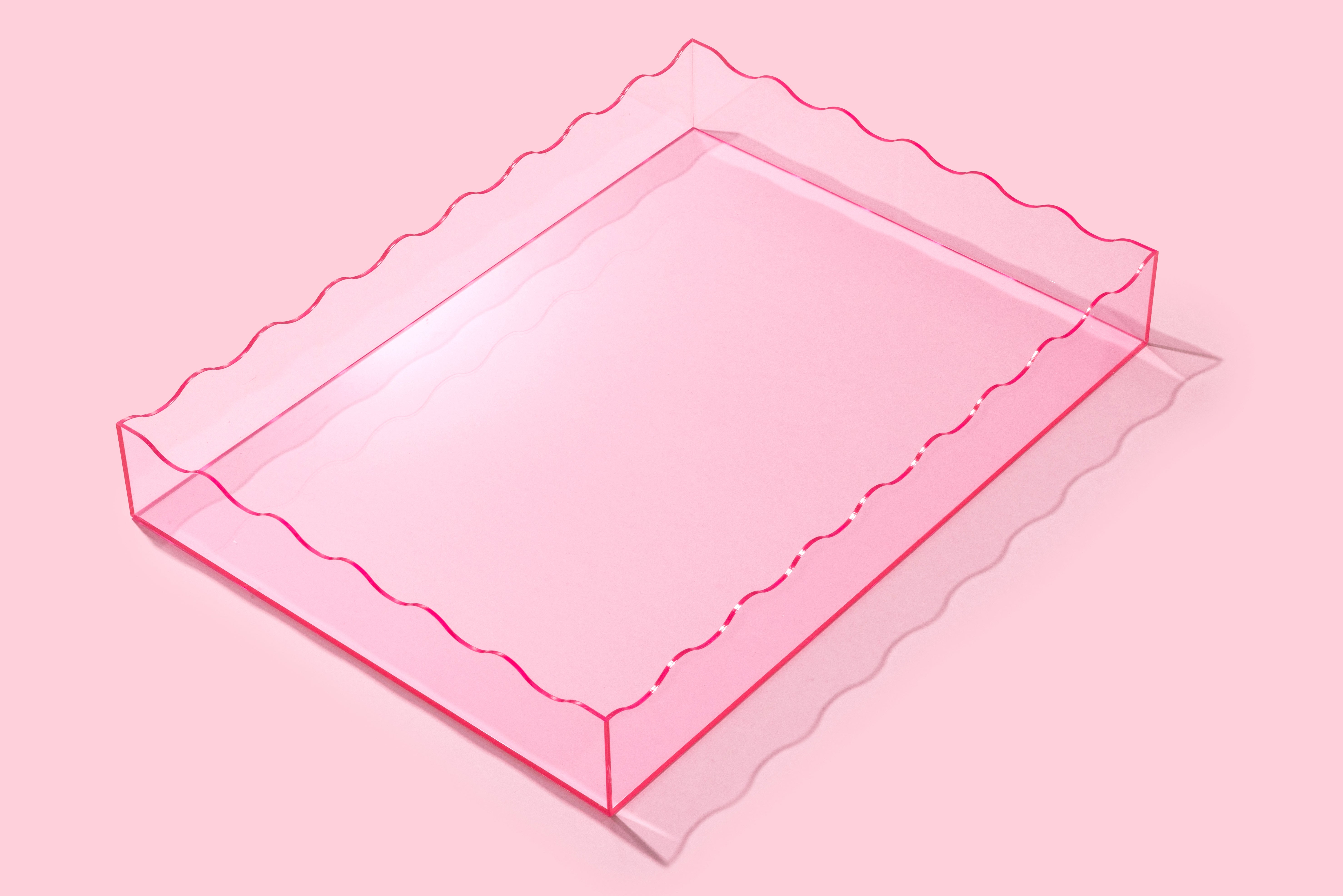 Wavy Tray - Rectangle - Large - Light Pink - 2 (TRAY-14)